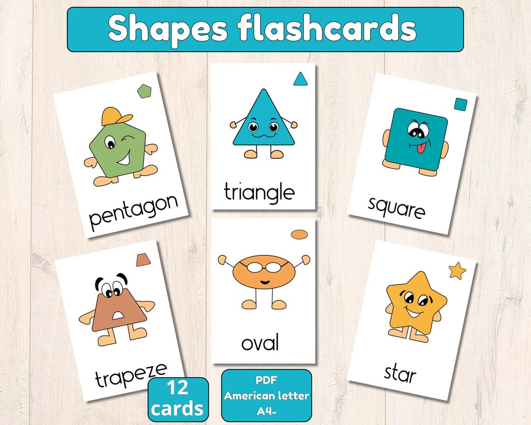 Printable Geometric Shape Cards for Kids, Shapes Learning Activity ...