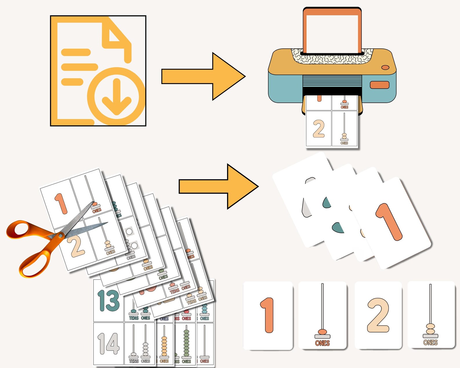 Montessori Bead Cards From 1 to 100, Preschool Math Activities ...