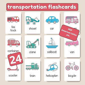 Printable Transportation Vehicle Flashcards for Kids, Preschool ...