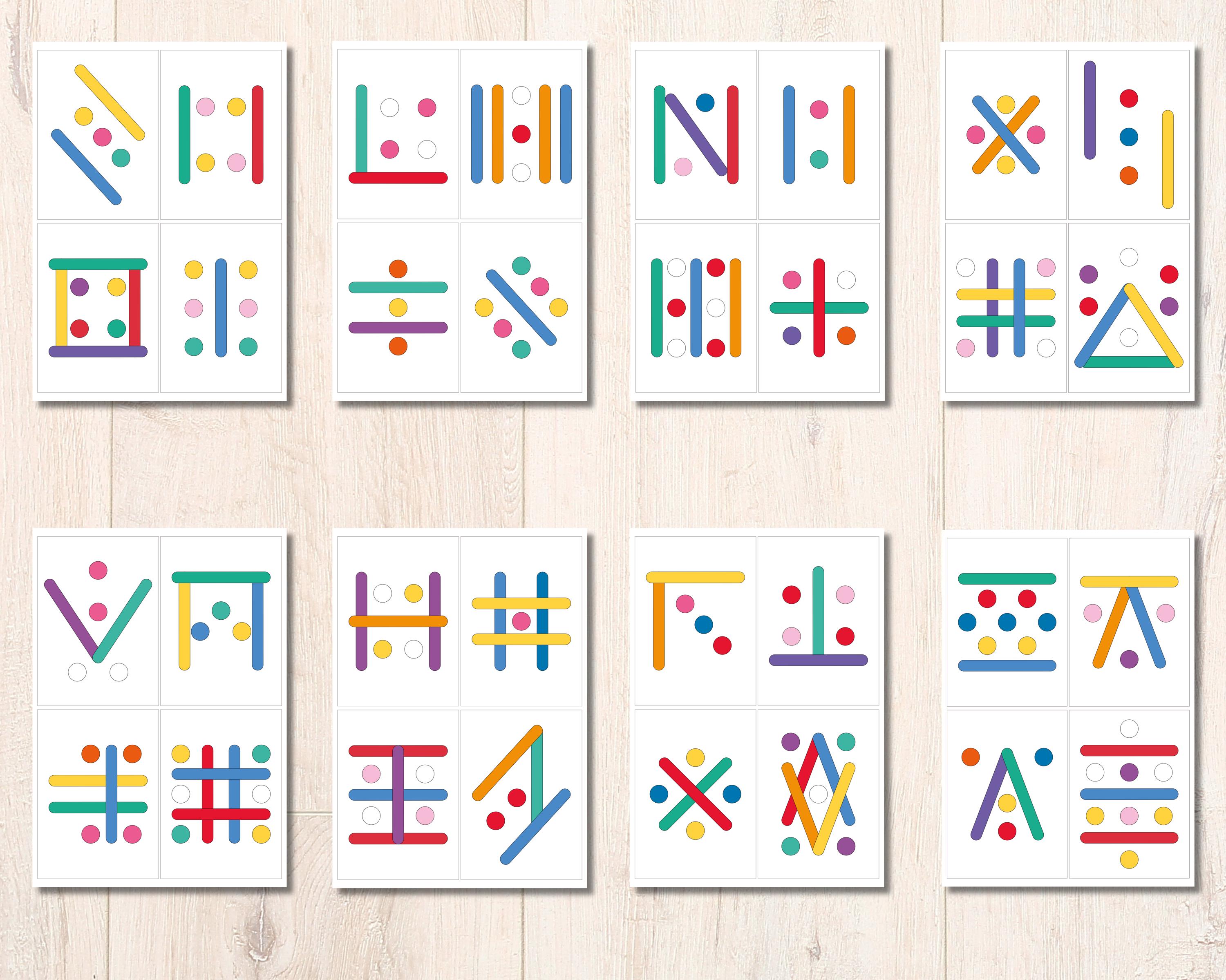 Color Stick and Pom Pom Pattern Cards, Sequencing Activity for ...