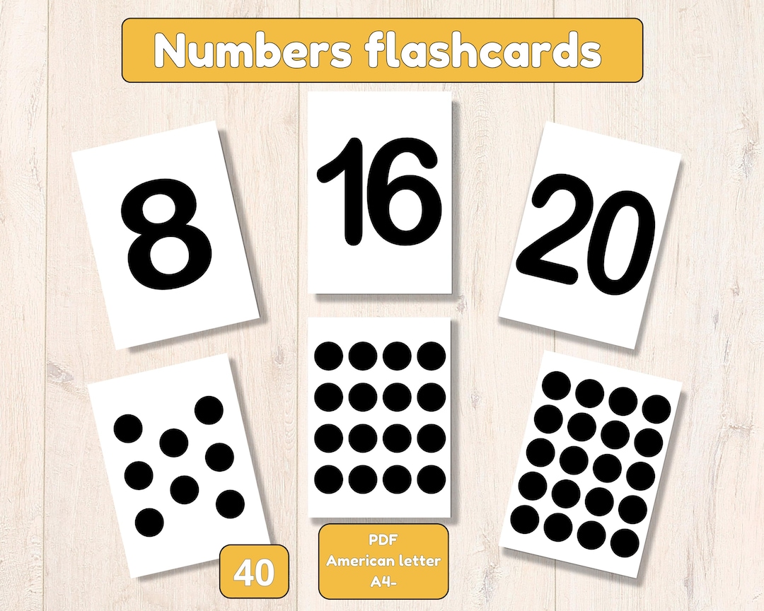 Number Flashcards for Preschool, Printable Numbers for Kindergarten ...