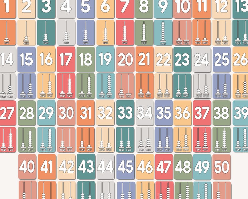 Montessori Bead Cards From 1 to 100, Preschool Math Activities ...