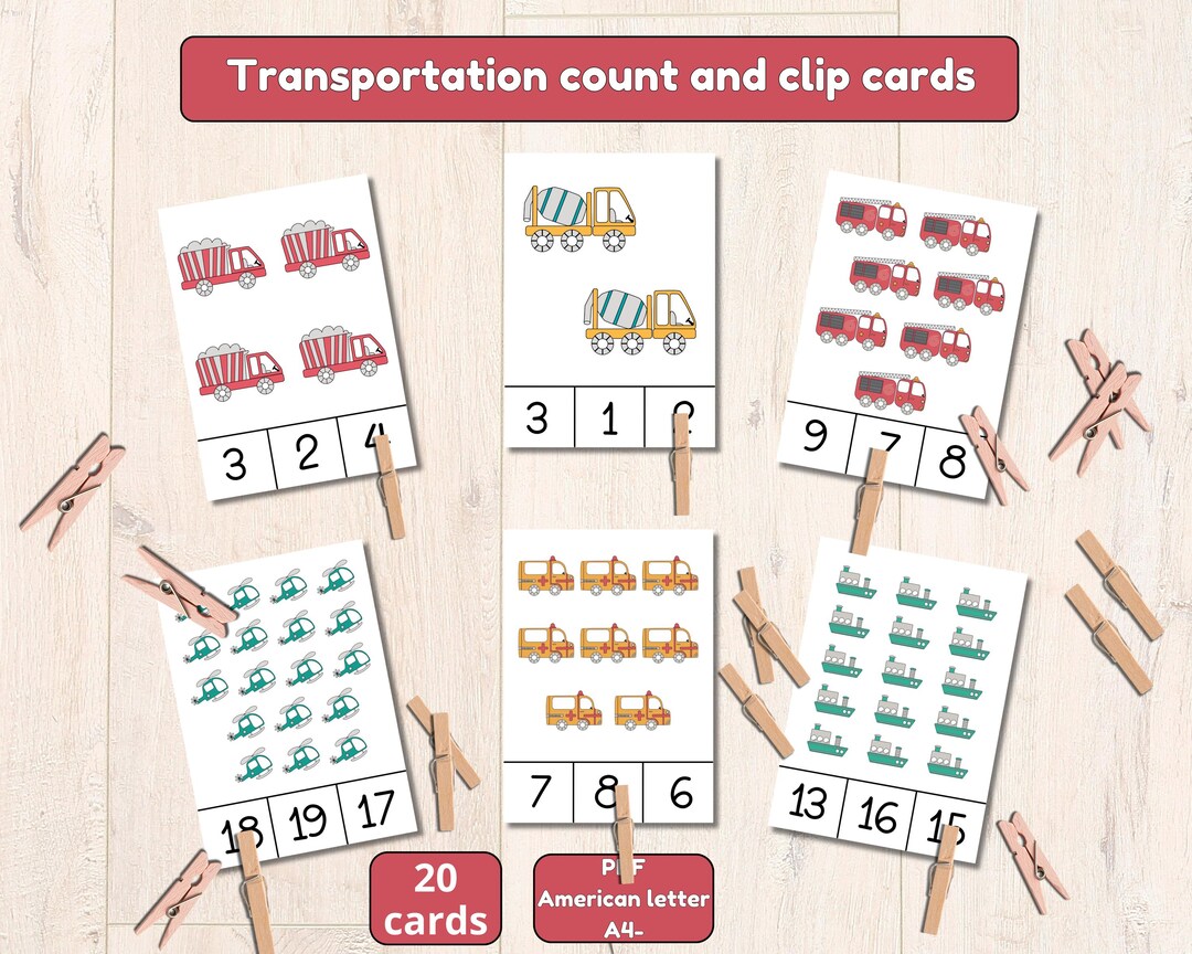 Printable Counting and Clip Cards for Kids, Educational Numbers and ...