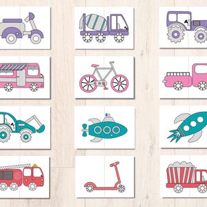 Transportation Matching Game for Kids, Two- Piece Puzzle,preschool and ...