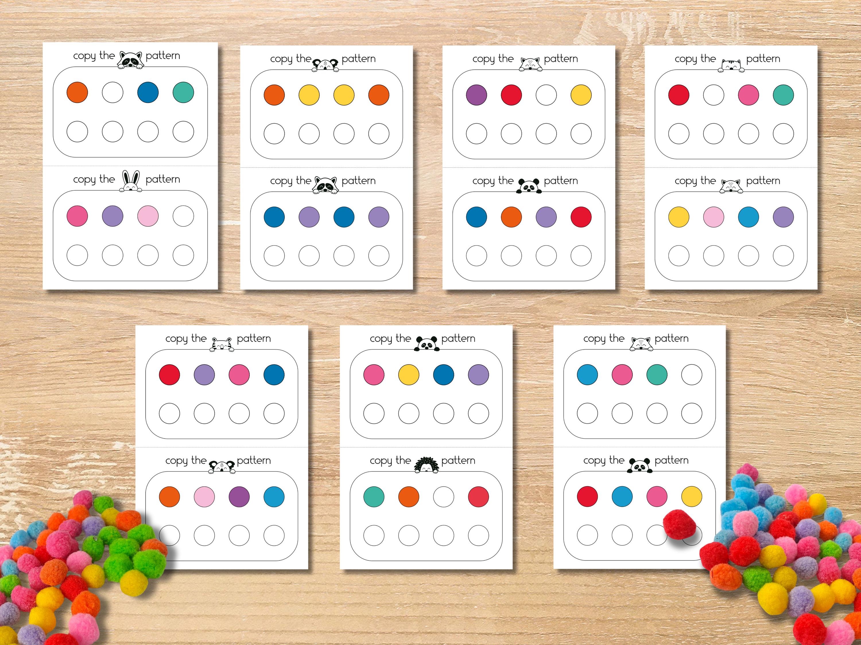 Color Pattern Activity Cards for Preschool, Printable Early Learning ...