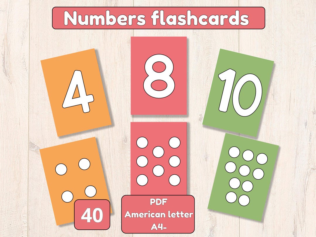 Number Flashcards for Preschool, Printable Numbers for Kindergarten ...