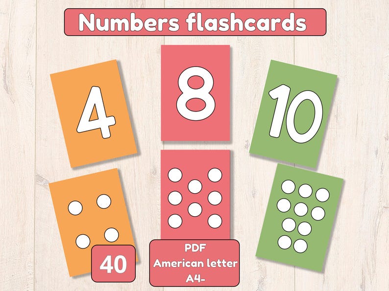 Number Flashcards for Preschool, Printable Numbers for Kindergarten ...
