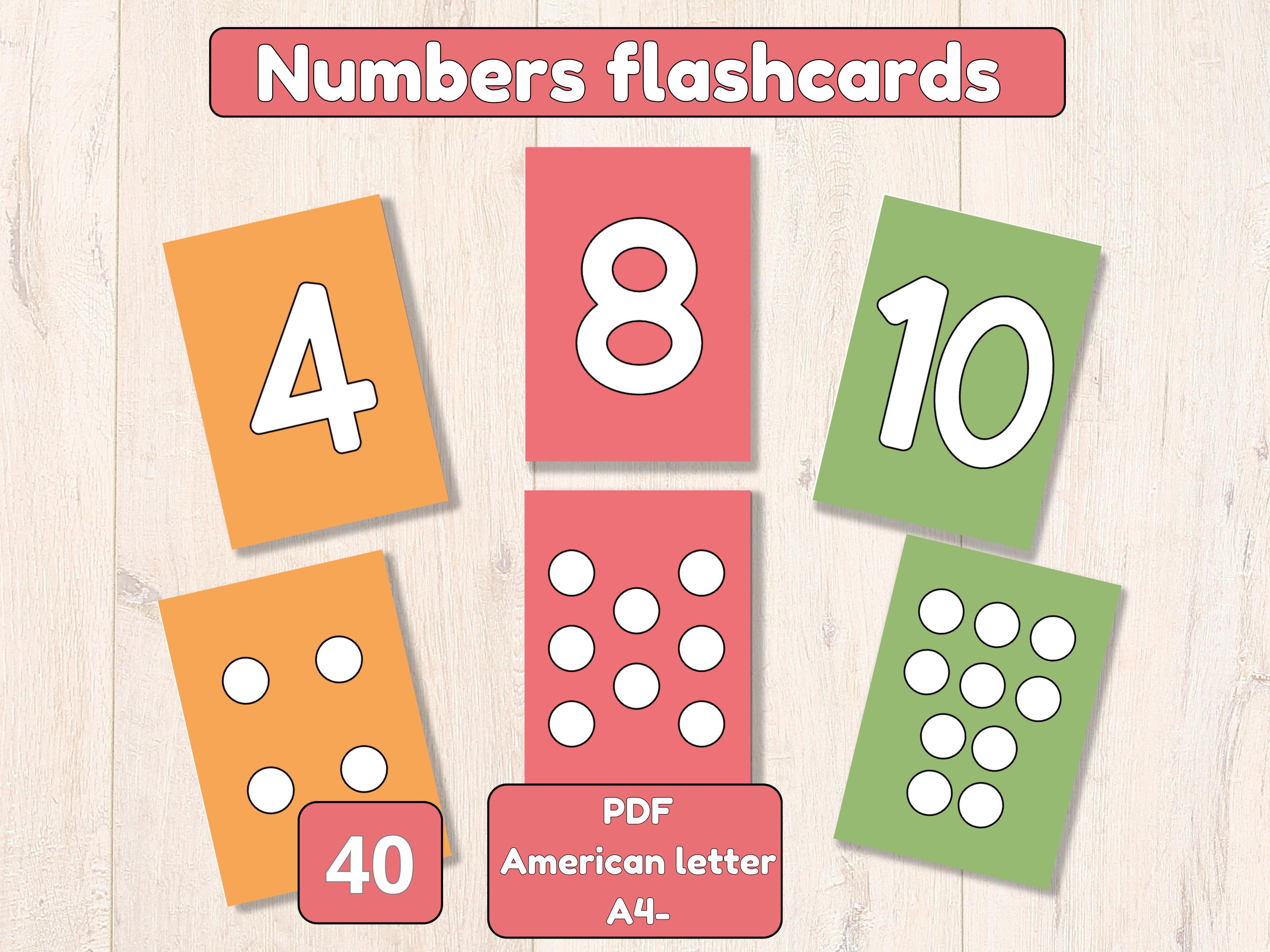 Number Flashcards for Preschool, Printable Numbers for Kindergarten ...
