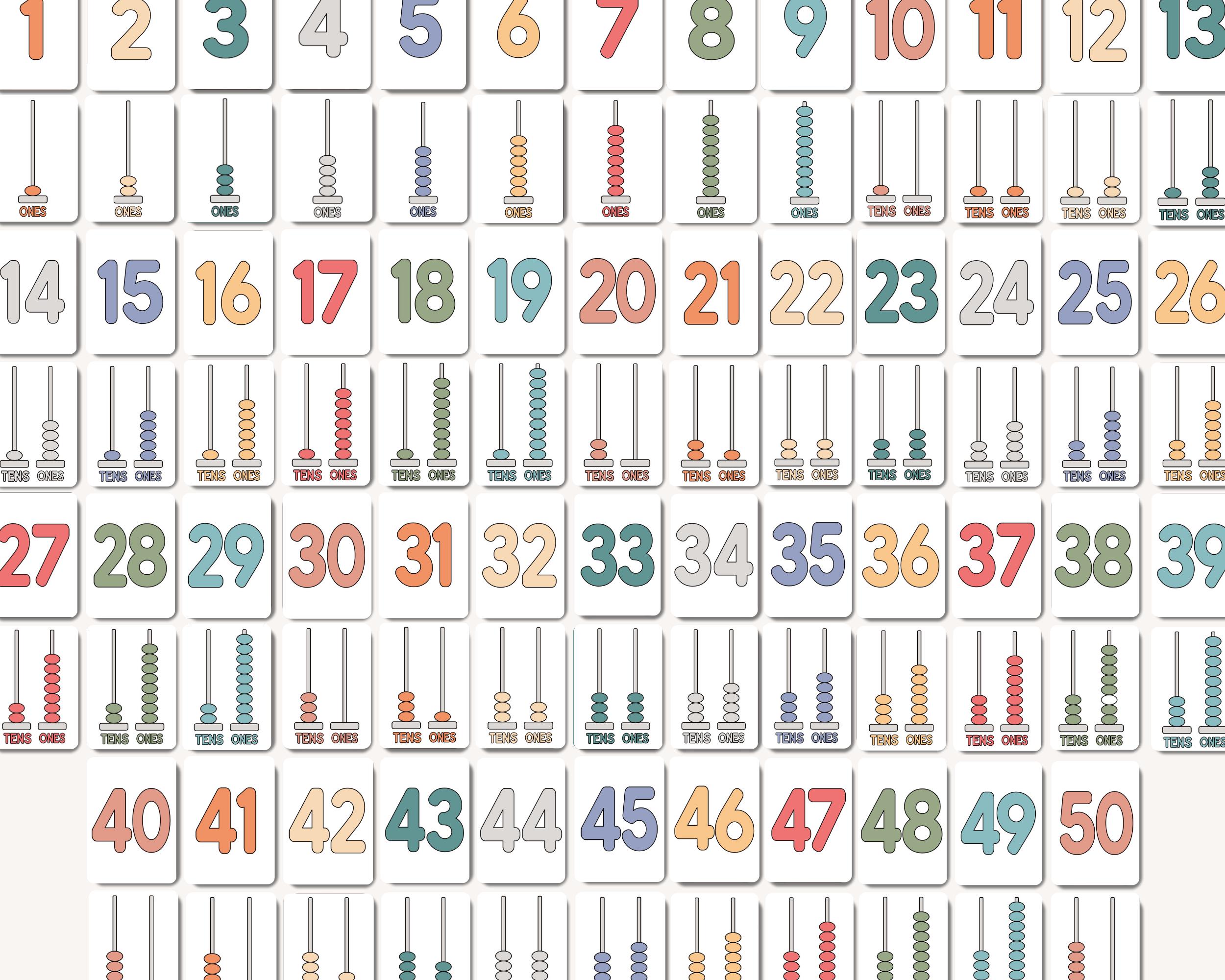 Montessori Bead Cards From 1 to 100, Preschool Math Activities ...