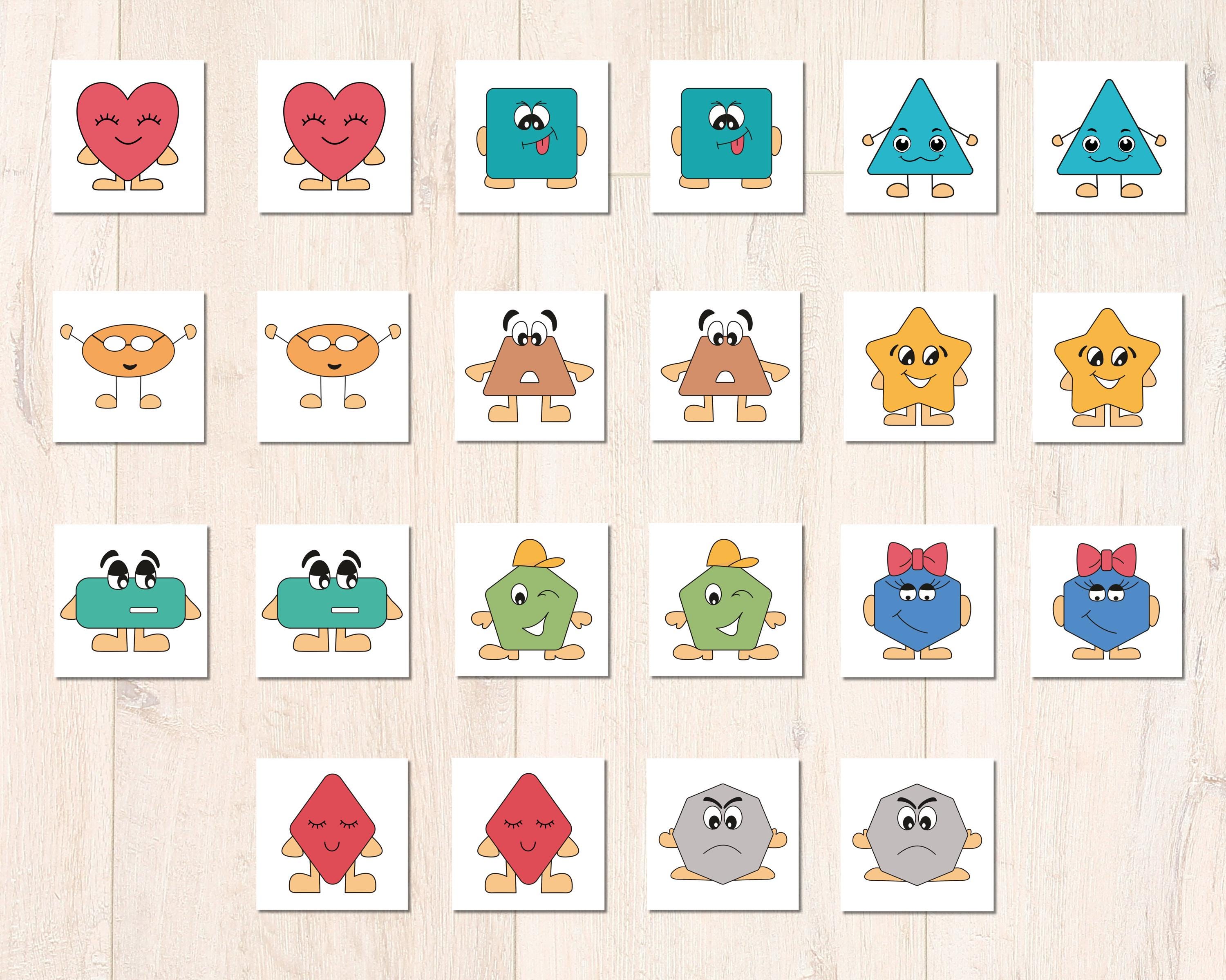 Printable Geometric Shape Memory Game for Kids, Montessori Educational ...