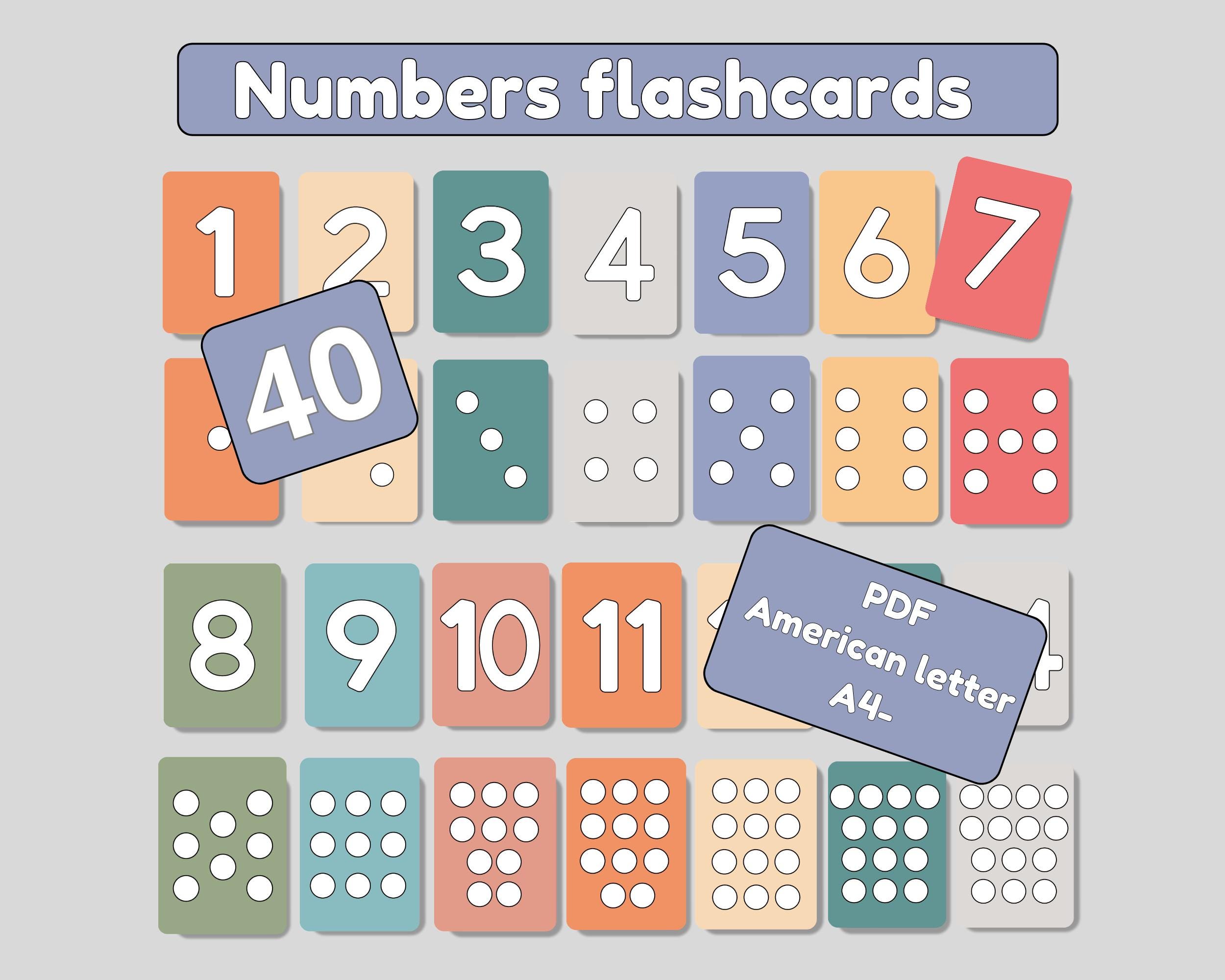 Number Flashcards for Preschool, Printable Numbers for Kindergarten ...