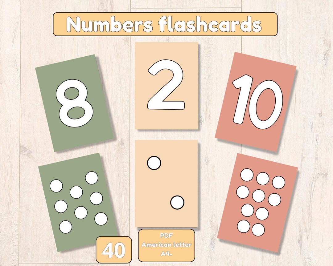 Number Flashcards for Preschool, Printable Numbers for Kindergarten ...