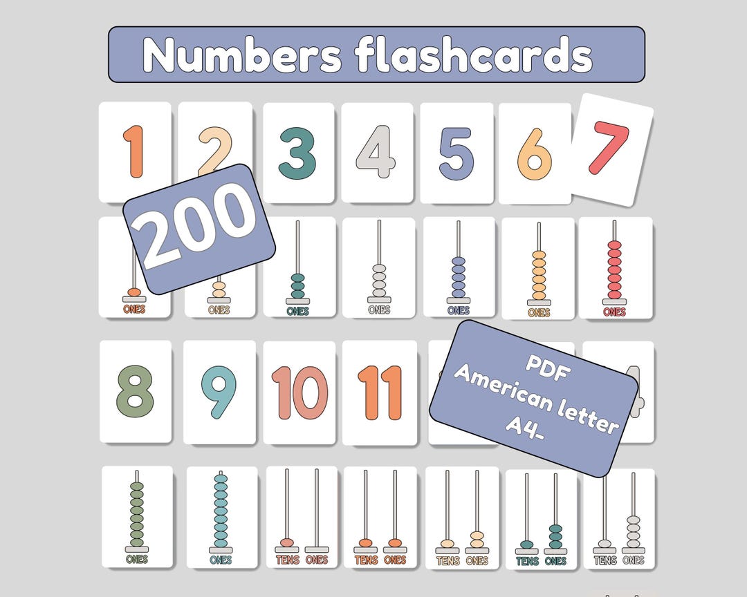 Montessori Bead Cards From 1 to 100, Preschool Math Activities ...