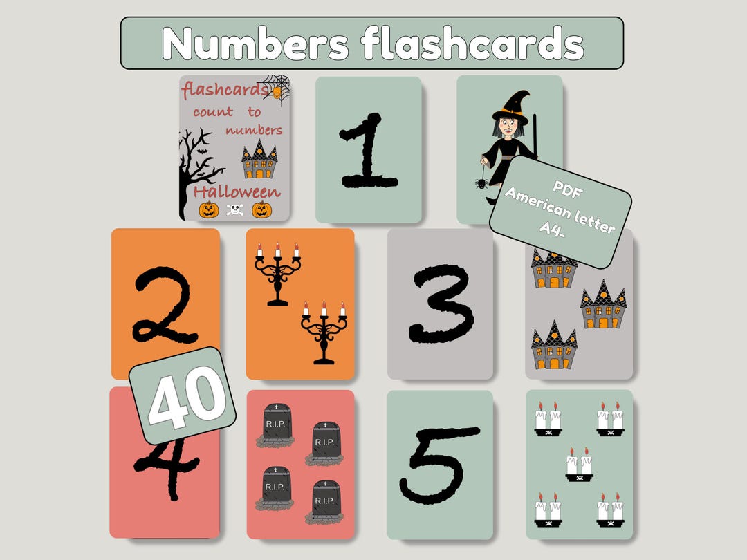 Halloween Number Cards, Printable Numbers for Kindergarten , Montessori ...