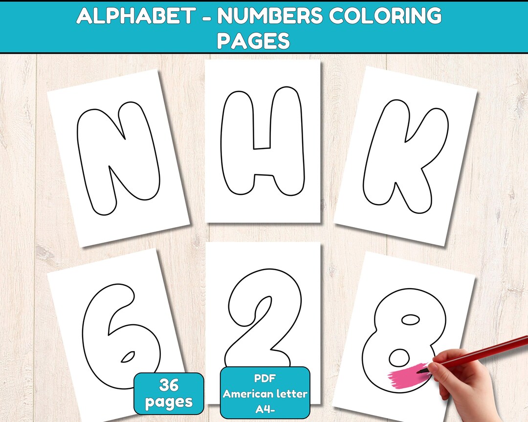 Alphabet and Numbers Coloring Pages to Print for Toddlers, Preschoolers ...