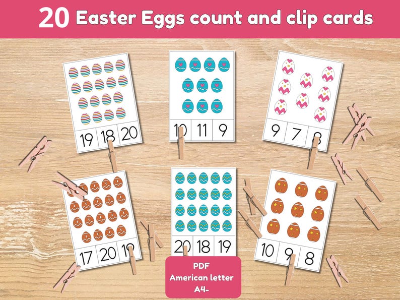Printable Easter Egg Counting Clip Cards, Shapes Activity (digital ...