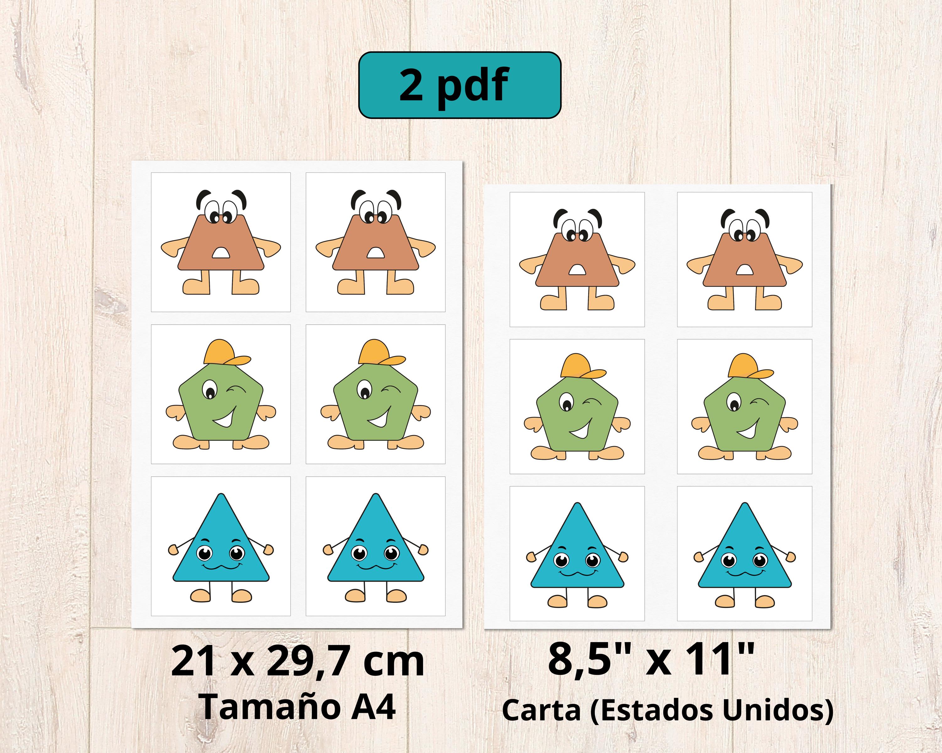 Printable Geometric Shape Memory Game for Kids, Montessori Educational ...