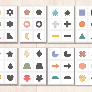 Printable Geometric Shape Shadow Matching Cards for Kids | 48 ...