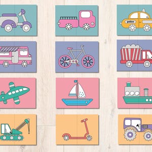 Transportation Matching Game for Kids, Two- Piece Puzzle,preschool and ...