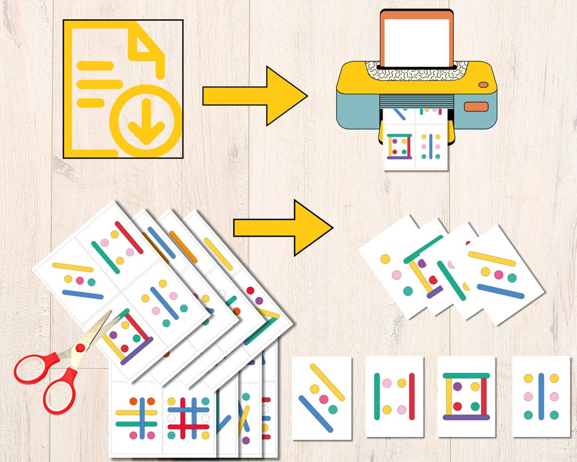 Color Stick and Pom Pom Pattern Cards, Sequencing Activity for ...