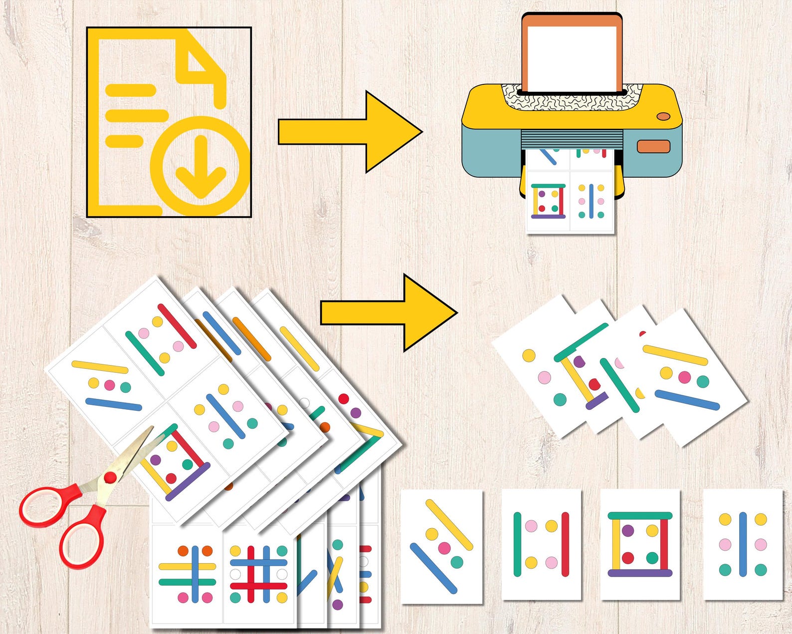 Color Stick and Pom Pom Pattern Cards, Sequencing Activity for ...