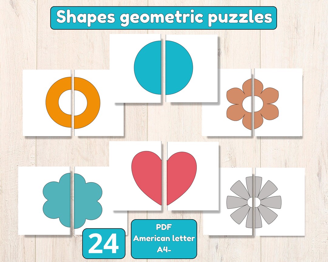 Shape Geometric Matching Game for Kids, Two- Piece Puzzle,preschool and ...