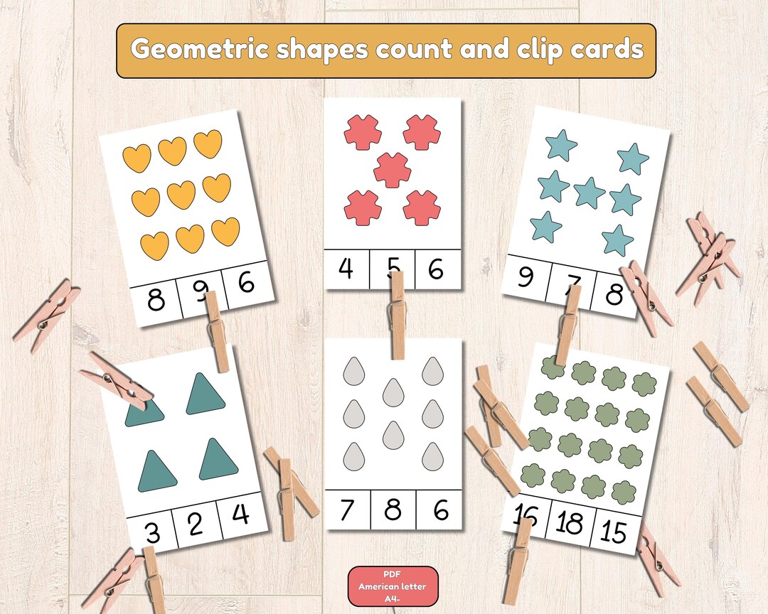 Printable Counting and Clip Cards for Kids, Educational Numbers and ...
