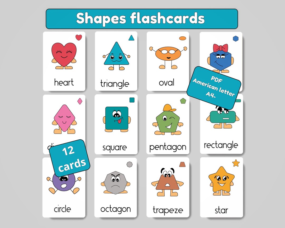 Printable Geometric Shape Cards for Kids, Shapes Learning Activity ...