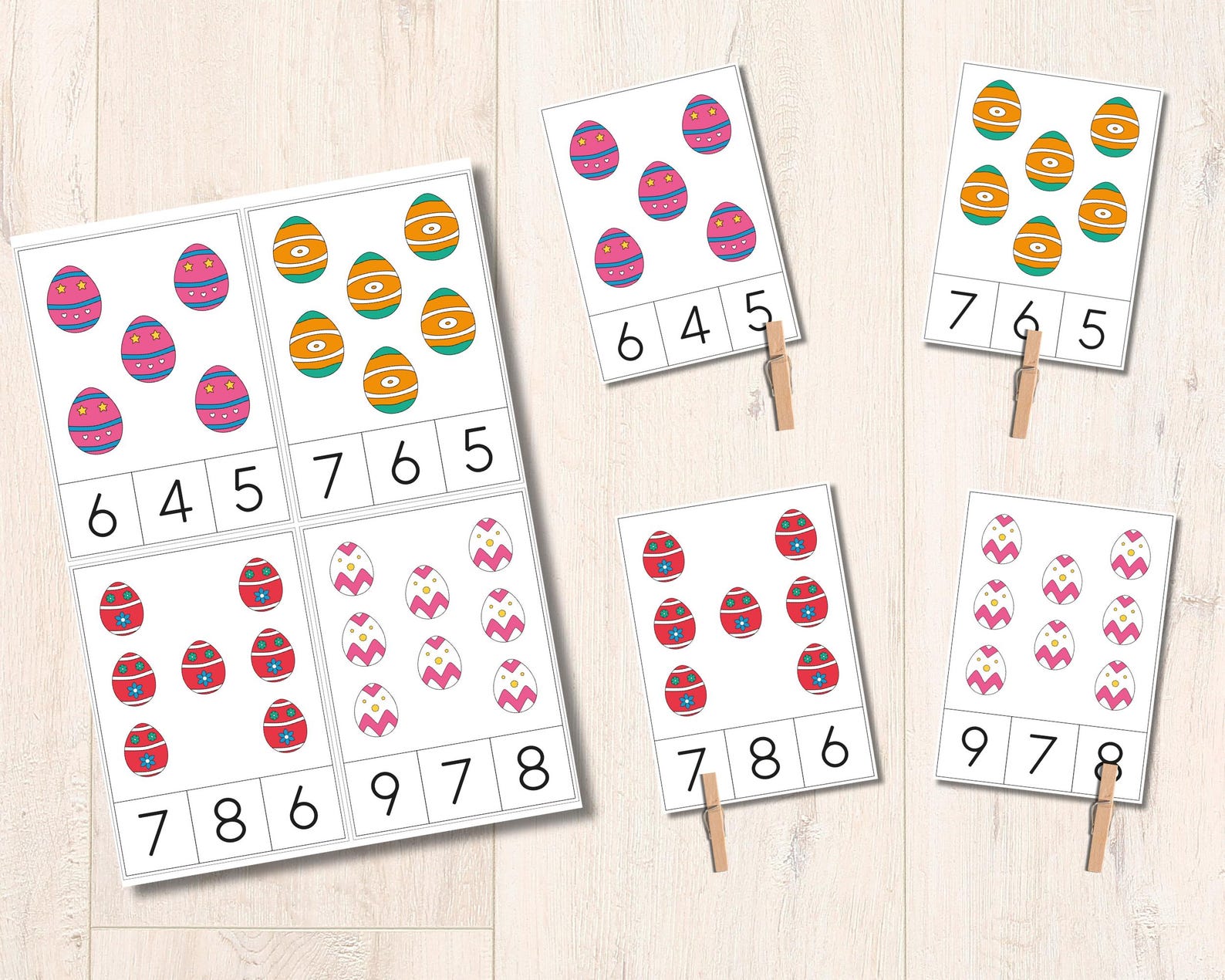 Printable Easter Counting Cards and Clip Activity for Kids, Educational ...