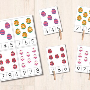 Printable Easter Counting Cards and Clip Activity for Kids, Educational ...