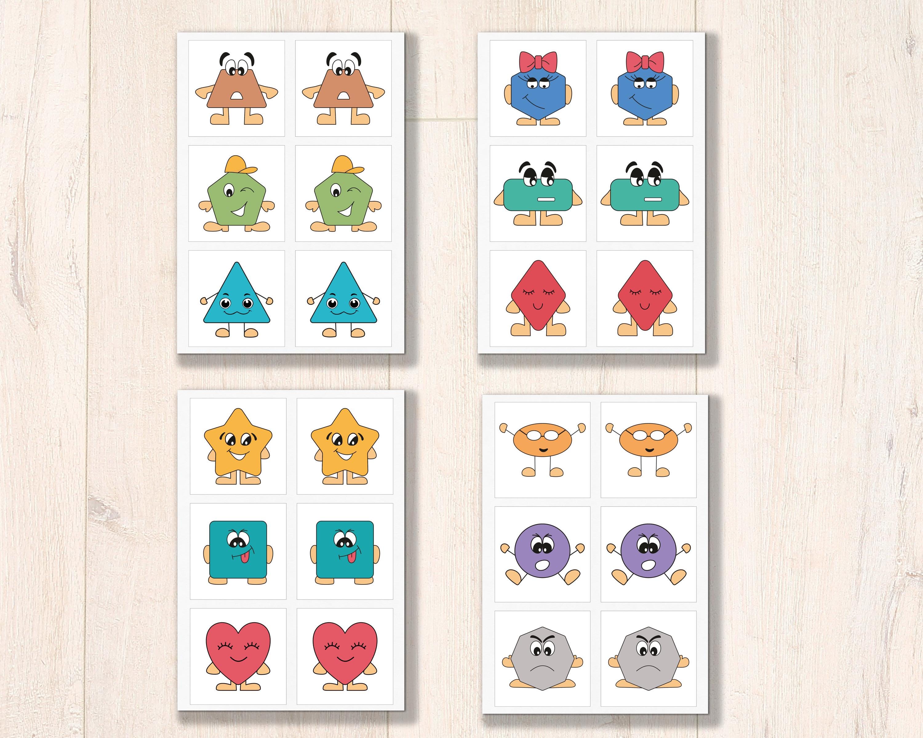 Printable Geometric Shape Memory Game for Kids, Montessori Educational ...