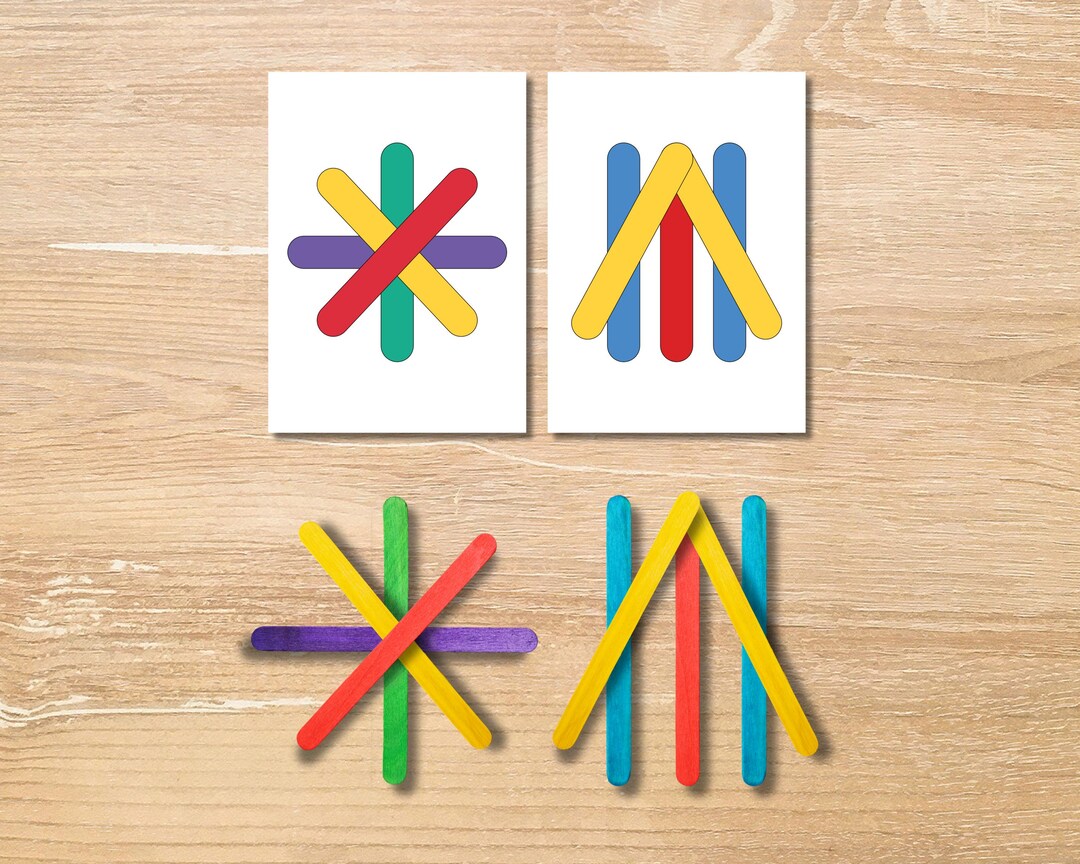 Wooden Stick Pattern Cards for Preschool and Kindergarten, Spatial ...
