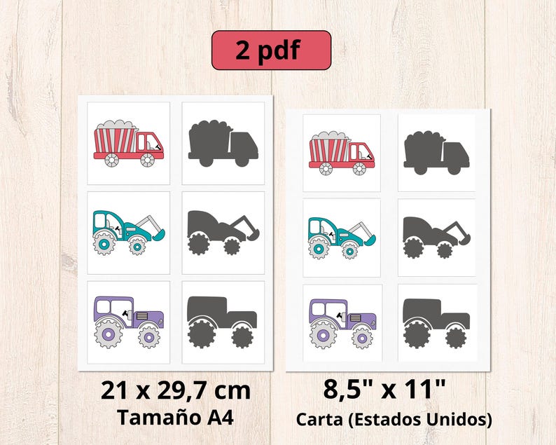 48 Transportation Shadow Matching Cards, Montessori Matching Cards ...