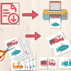 Transportation Matching Game for Kids, Two- Piece Puzzle,preschool and ...