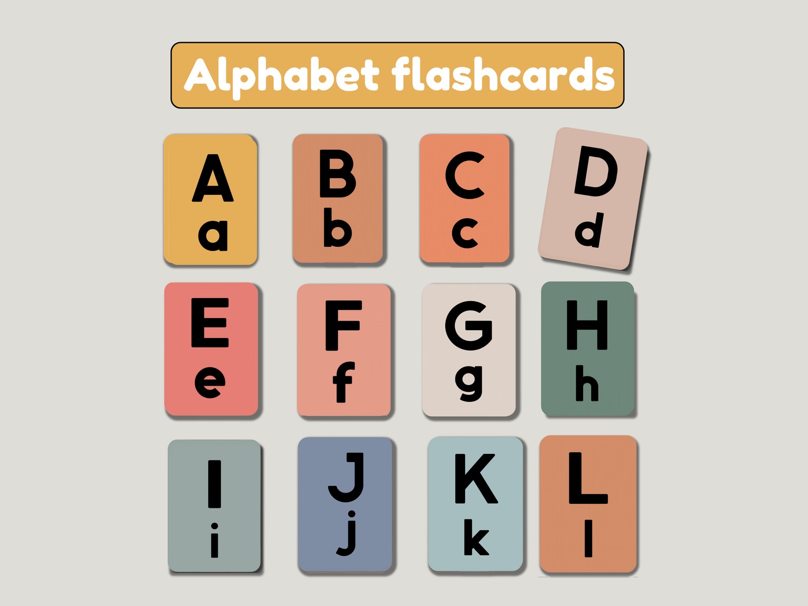 ABC Flashcards, Children's Alphabet, Flashcards Upper and Lower Case ...