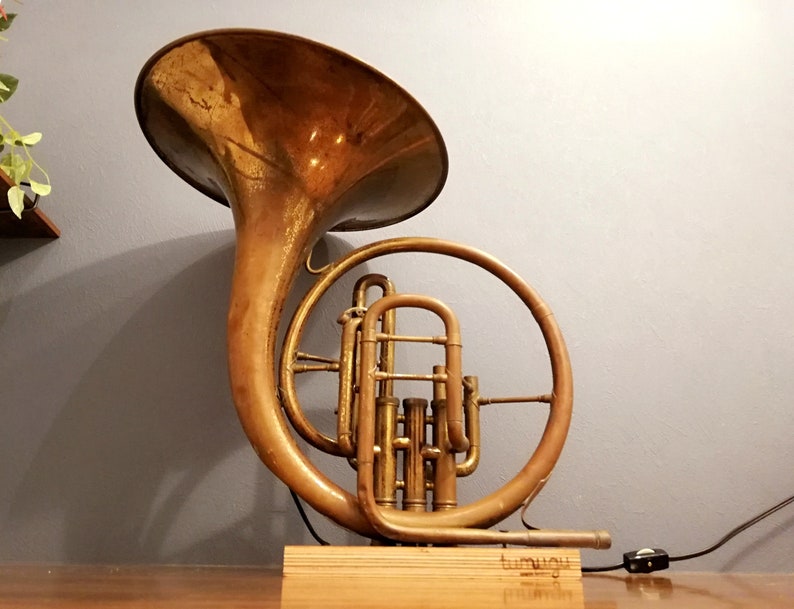 Upcycled Horn Lamp ,JAPAN, Retro Musical Home Decor Accessory, Gift for ...