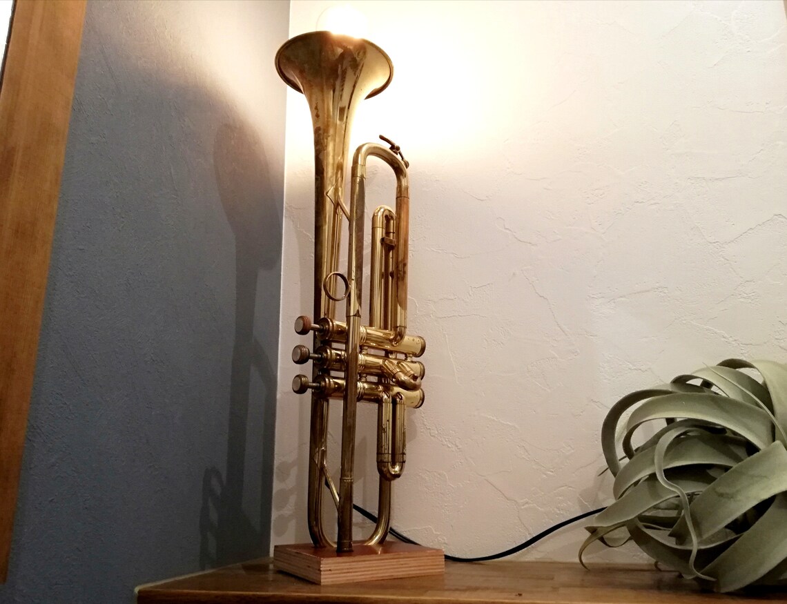 Upcycled Trumpet Lamp ,JAPAN, Retro Musical Home Decor Accessory, Gift ...