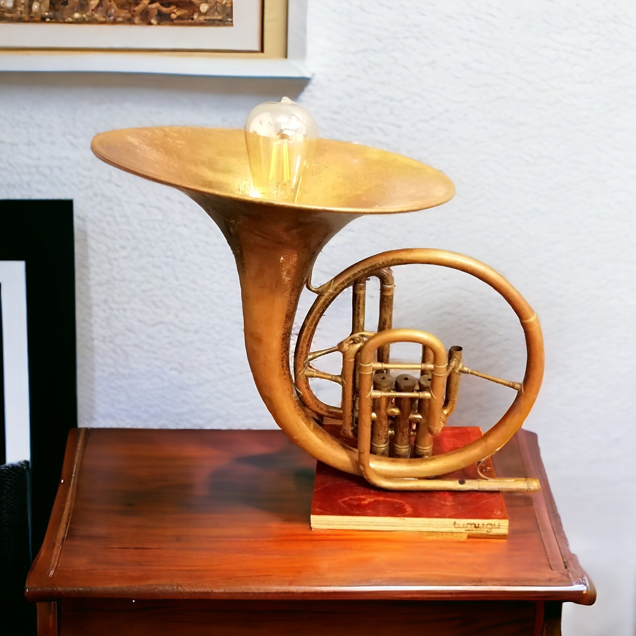 Upcycled Horn Lamp ,JAPAN, Retro Musical Home Decor Accessory, Gift for ...