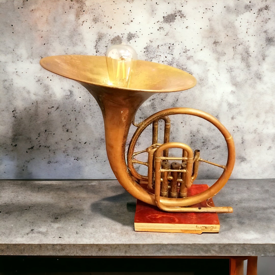 Upcycled Horn Lamp ,JAPAN, Retro Musical Home Decor Accessory, Gift for ...