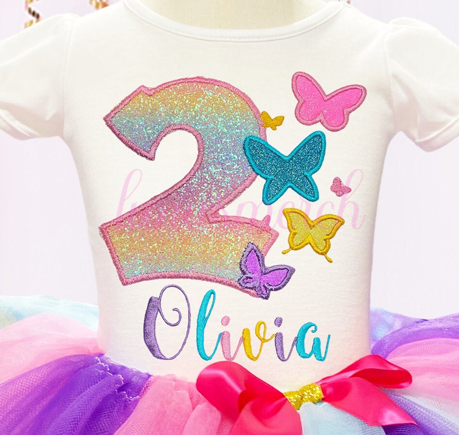 Butterfly Birthday Tutu Set. Butterfly Birthday Outfit, Embroidered ...