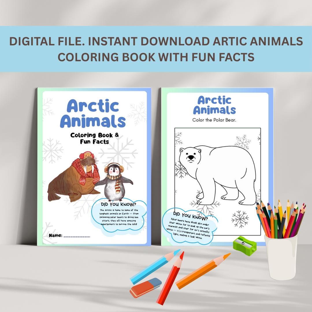 Arctic Animals Coloring Book – Fun Facts & Coloring Pages for Kids - Etsy