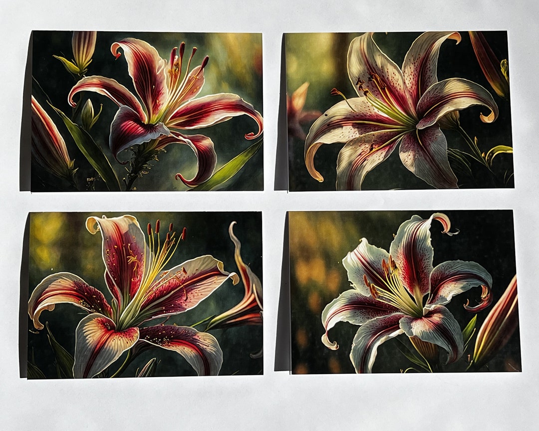 Morning Radiance Stargazer Lily Variety Pack of Handmade Greeting Cards ...
