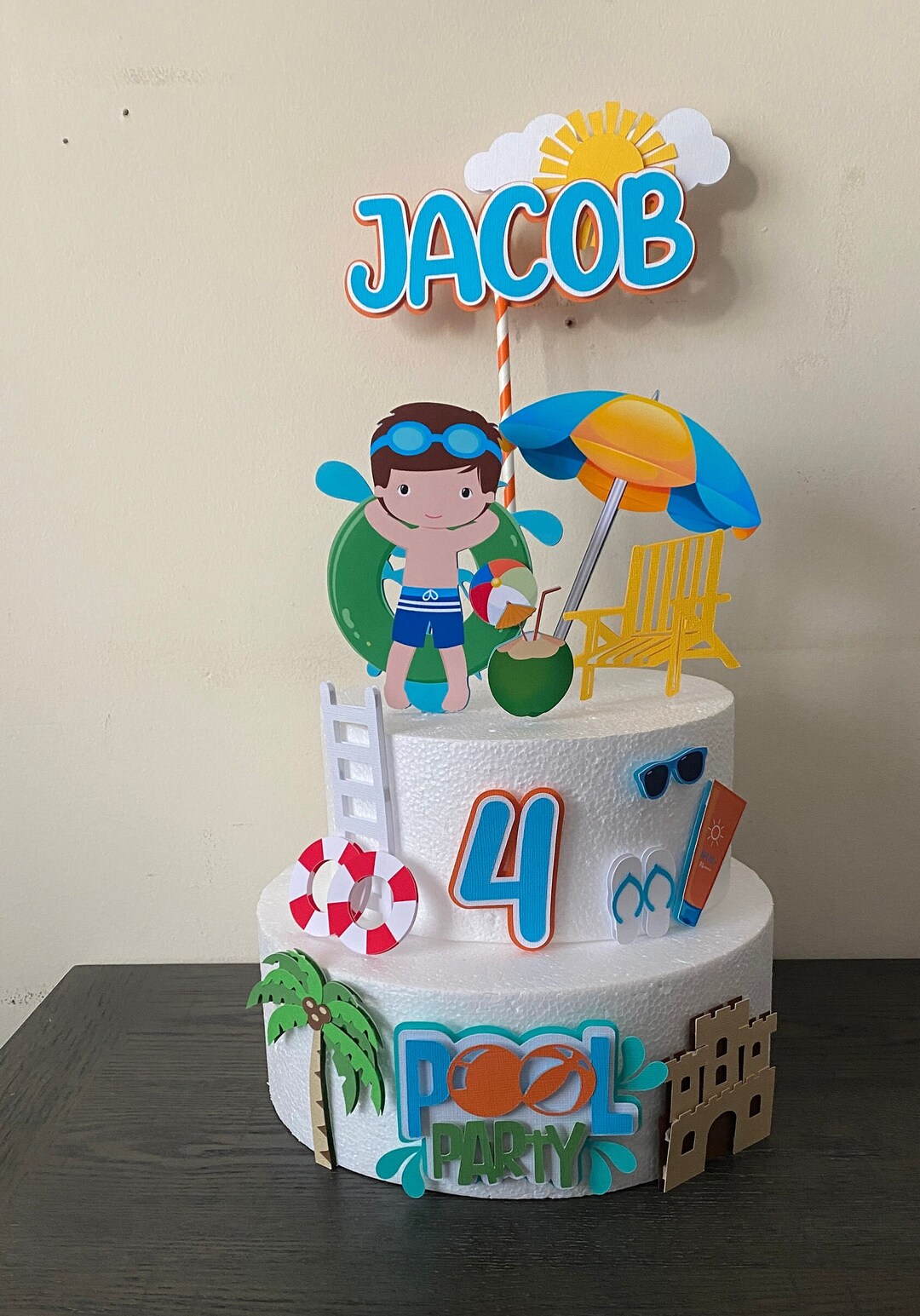 Pool Party Cake Topper Pool Party Birthday Pool Party Decoration - Etsy
