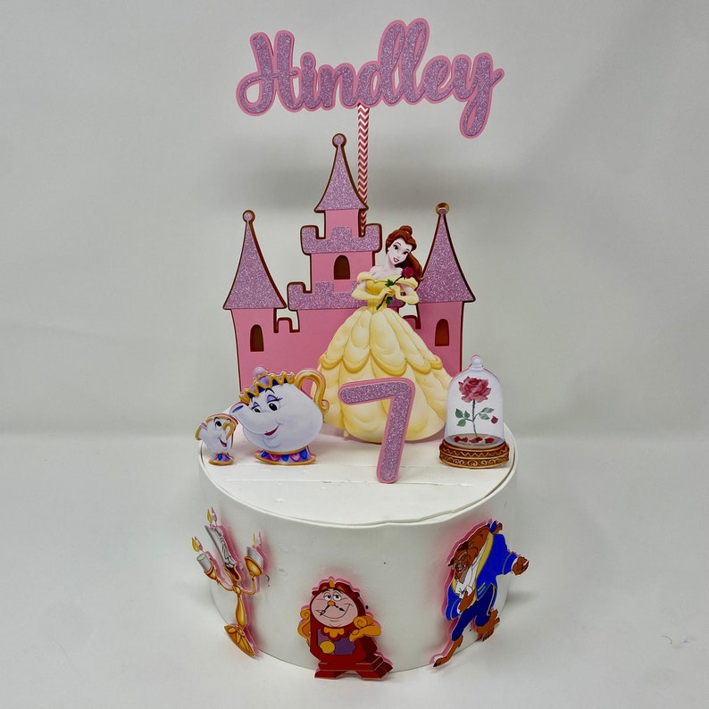 Belle Cake Topper Beauty and the Beast Cake Topper Princess Cake Topper ...