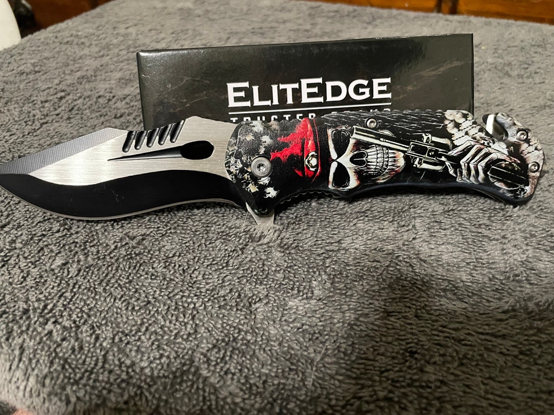 Skull Knife Pocket Folder With Seat Belt Cutter Window - Etsy