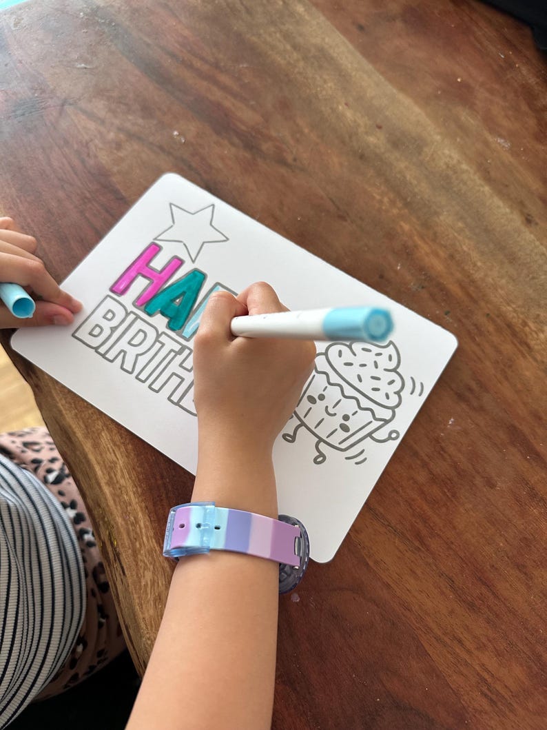Kids Birthday Card | Colorable Cupcake Design (instant Download) - Etsy