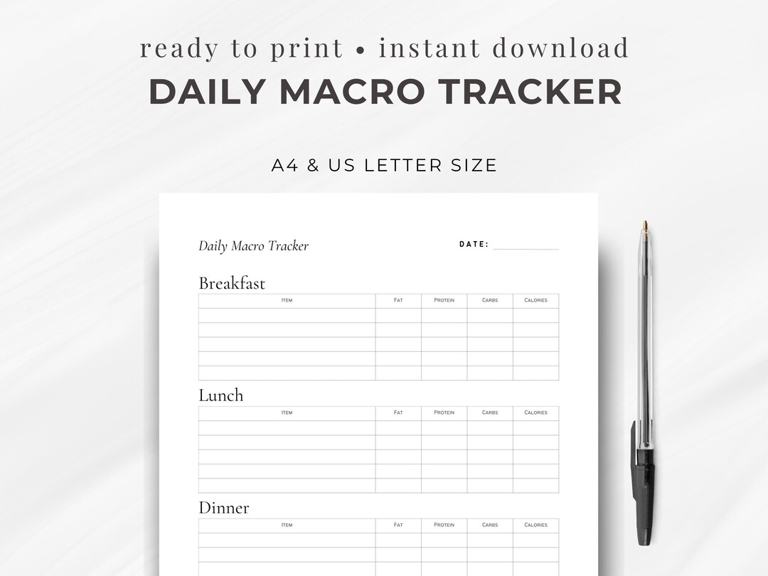 Daily Macro Tracker Printable: Calorie, Sleep & Water Intake Tracking ...