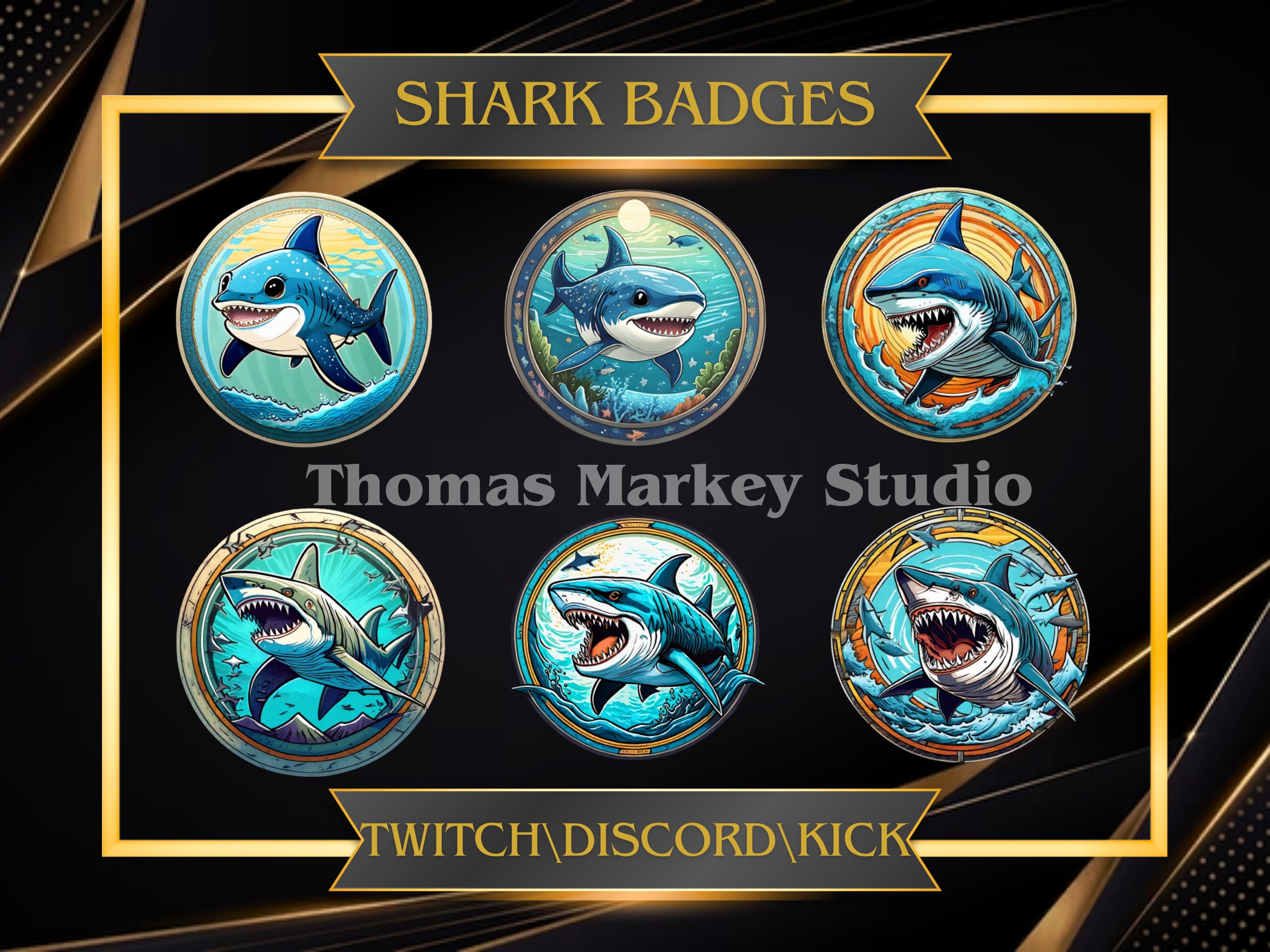 Shark Themed Sub Badges for Use on Twitch, Kick, and Youtube. - Etsy