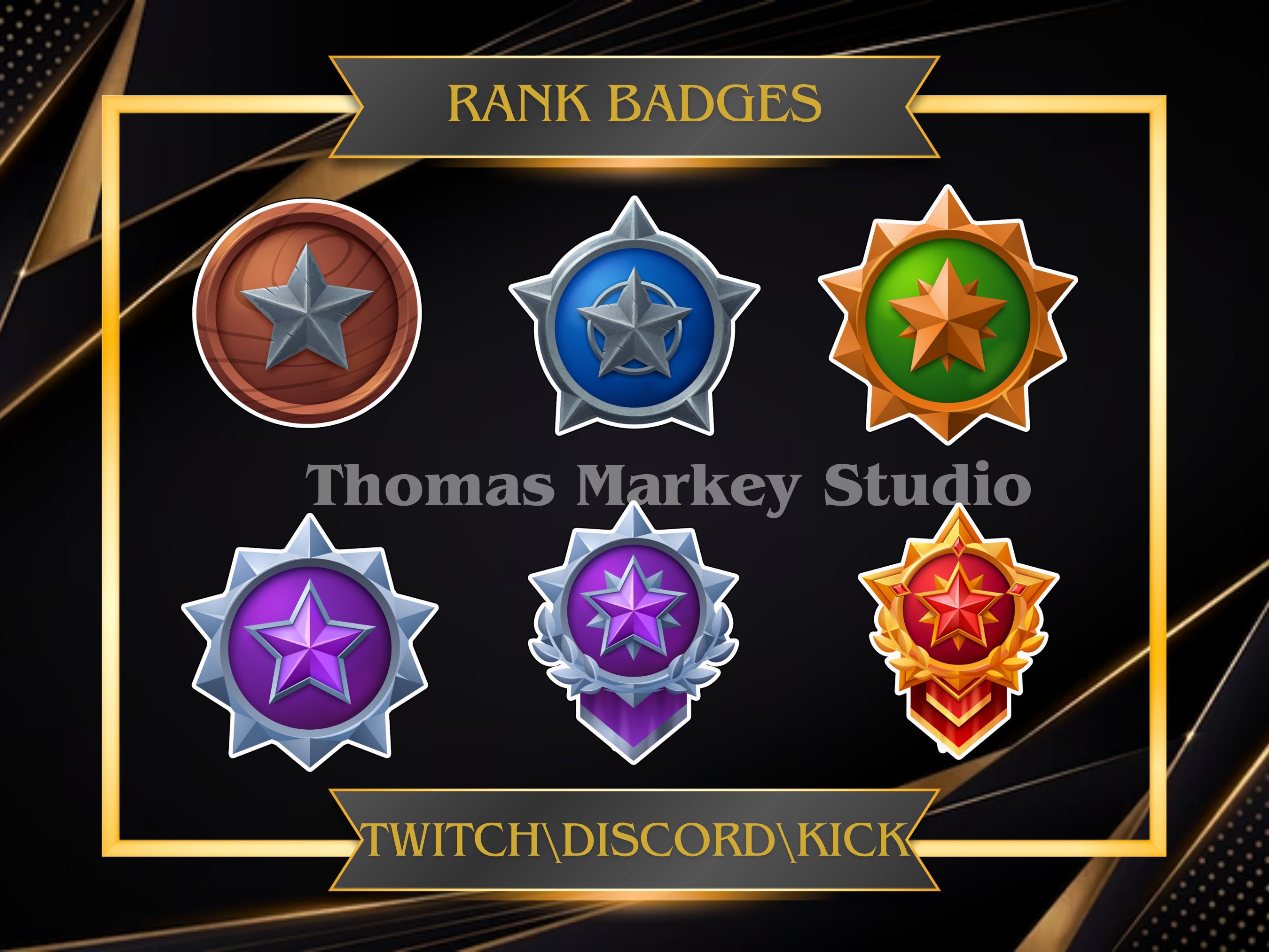 Rank Badges for Twitch | Sub & Bit Badges | Medal and Shield Sub Badges ...