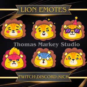 Cute Chibi Kawaii Lion Twitch Discord Emotes - Forest Animal Emoji ...